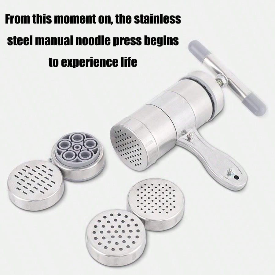 1pc Stainless Steel Noodle Maker With 5 Molds For Home Use, Manual Hand ...