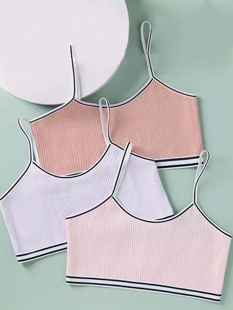 3pcs/Set Tween Girls' Camisole Puberty Underwear With Cami Straps, Soft ...