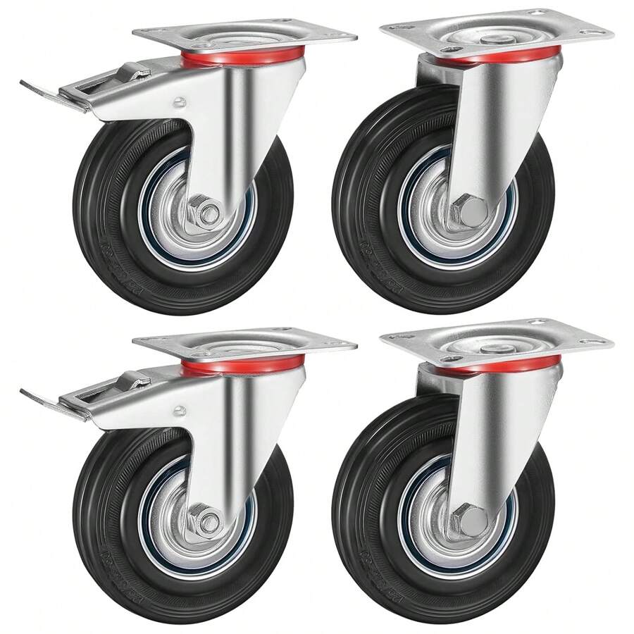 Pack Of 4 Heavy Duty Castors 200 Mm Castors Transport Castors With ...