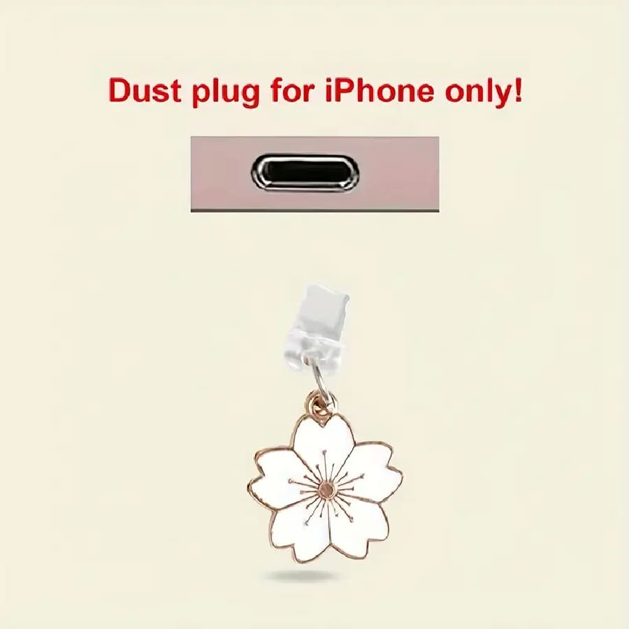 White Flower Shaped Phone Dust Plug With Anti-Dust Silicone Plugs For ...