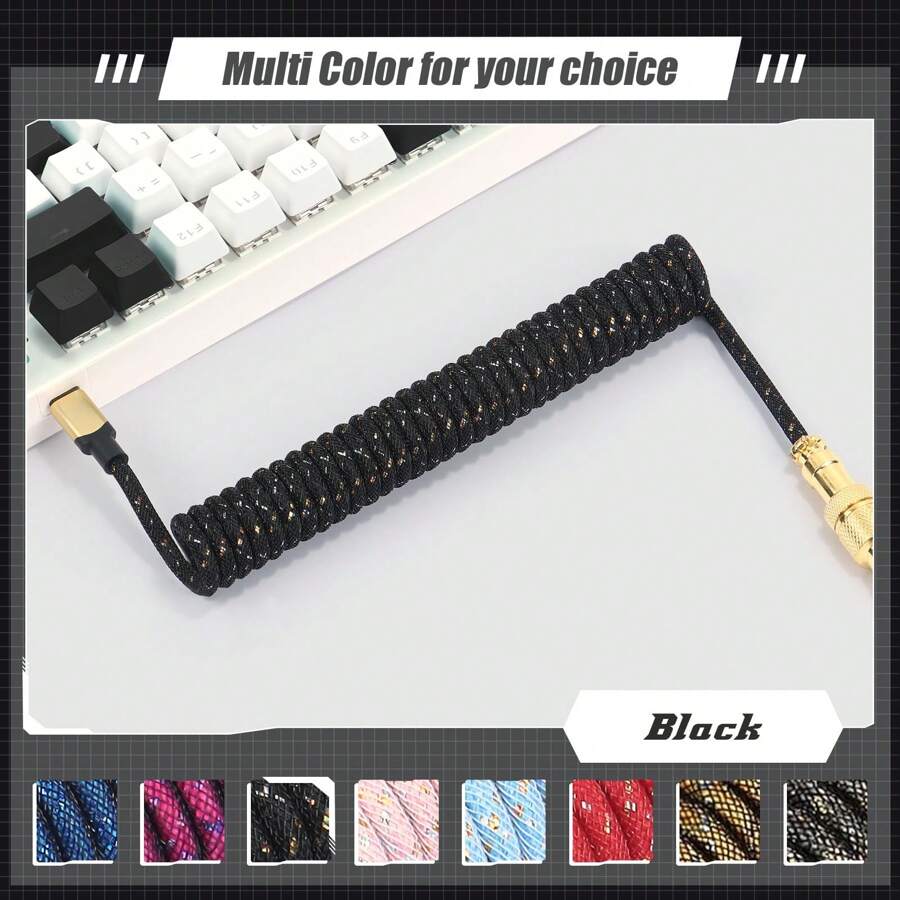 MAMBASNAKE C03 Braided Coiled Keyboard Cable, Pro Custom USB-C Double ...