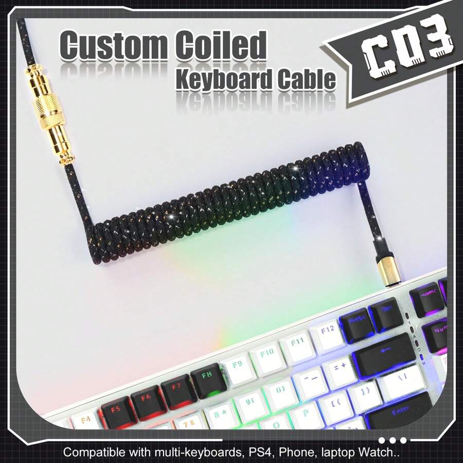 MAMBASNAKE C03 Braided Coiled Keyboard Cable, Pro Custom USB-C Double ...