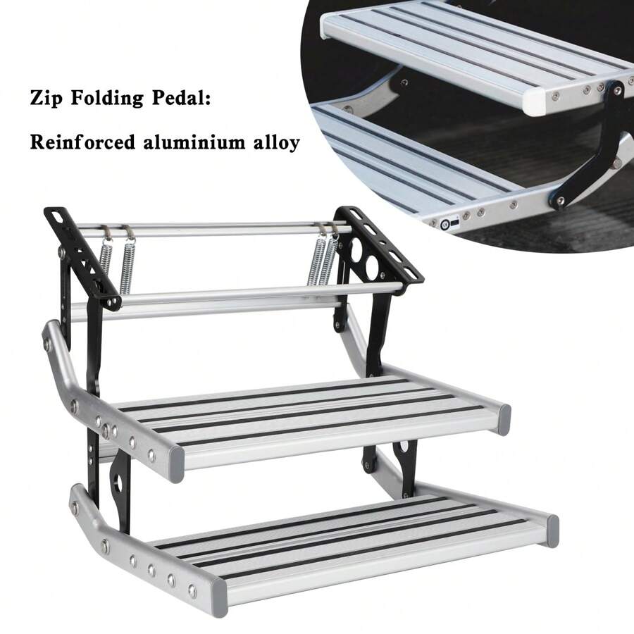 Aluminum Manual Double Pull Out Drop Down Folding Step Motorhome RV ...
