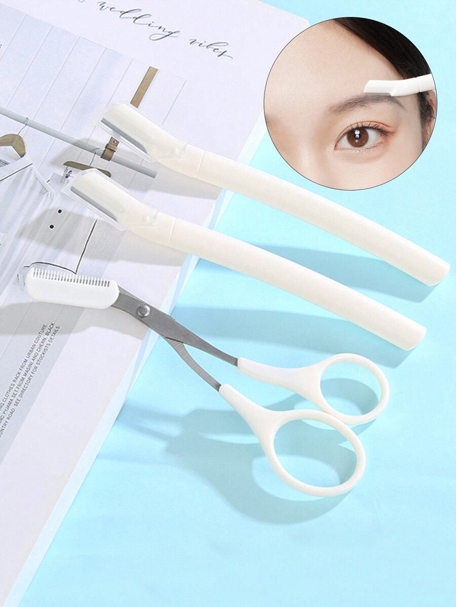 3pcs Folding Eyebrow Razor Set, Portable Eyebrow Razor And Trimmer ...