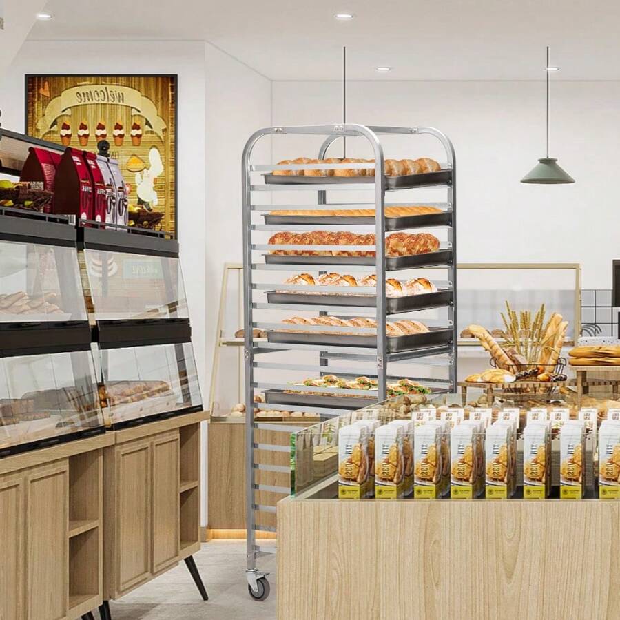 20-Tier Commercial Bun Pan Rack, Kitchen Bakery Rack With 4 Wheels ...