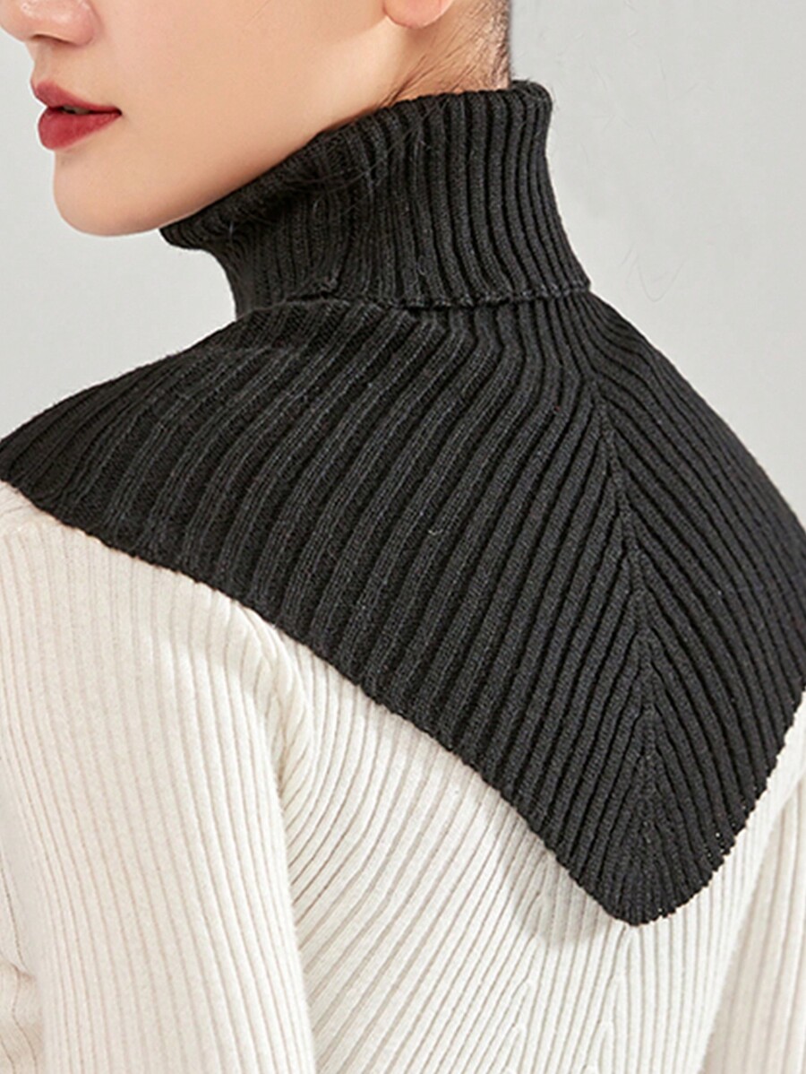 1pc Ladies Wool Blend Ribbed Warm Neck Gaiter Fashionable Versatile ...