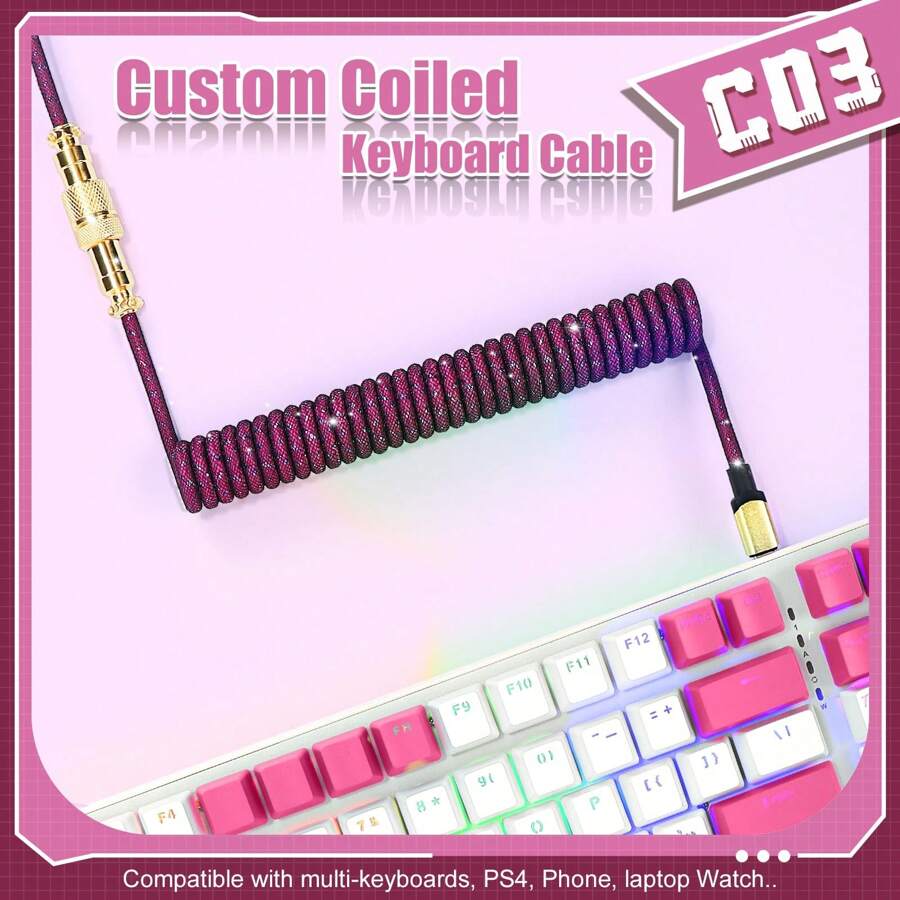 MAMBASNAKE C03 Braided Coiled Keyboard Cable, Pro Custom USB-C Double ...