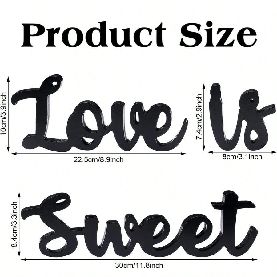 Black Love Is Sweet Table Decor Hollow Love Sign Wooden Love Is Sweet ...