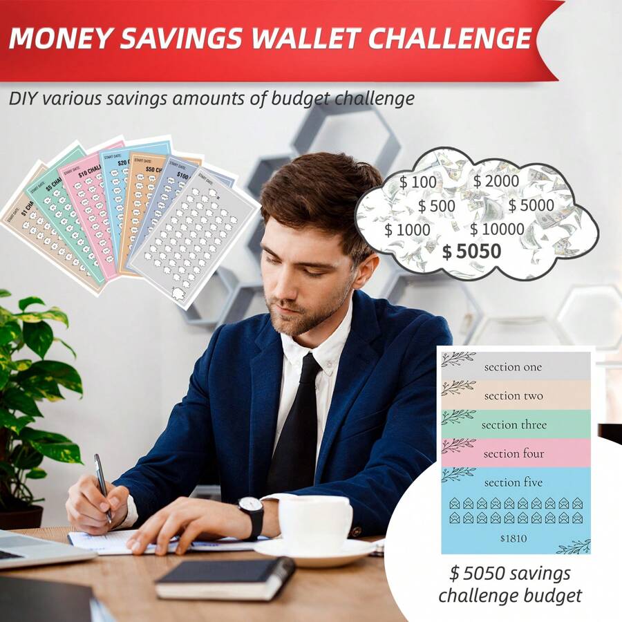 26pcs Saving Challenge Cards, Double-Sided Budget Envelope Cardboard, 2 ...