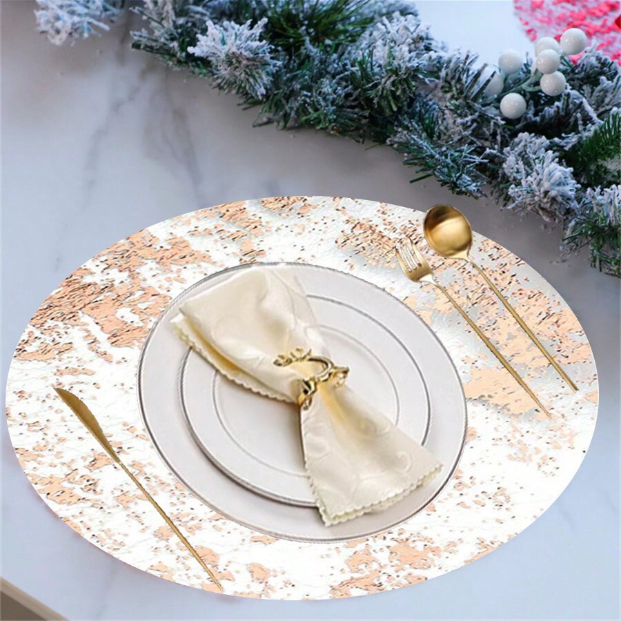 12pcs Disposable Gold Foil Stamped Round Metal Grid Pressed Placemats ...