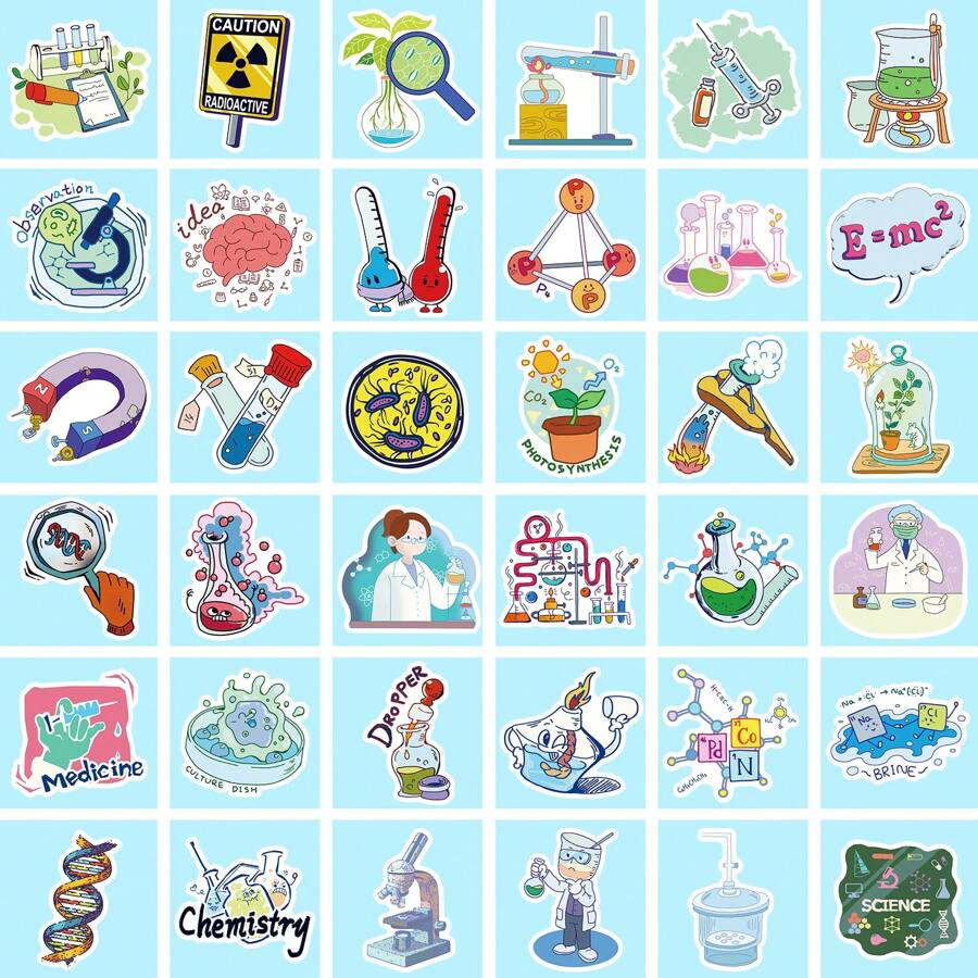 100pcs Science Stickers For Students, Vinyl Waterproof Chemistry ...