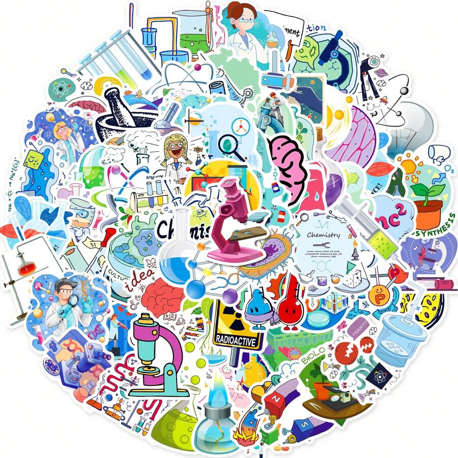 100pcs Science Stickers For Students, Vinyl Waterproof Chemistry ...