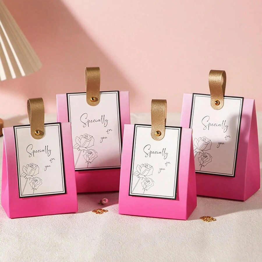 10pcs Wedding Favor Box Candy Gift Bag With Ribbon And Flower Design ...