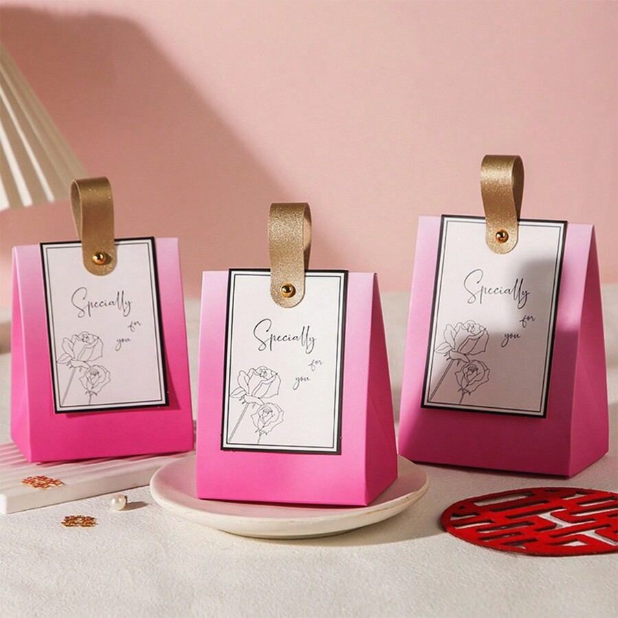 10pcs Wedding Favor Box Candy Gift Bag With Ribbon And Flower Design ...