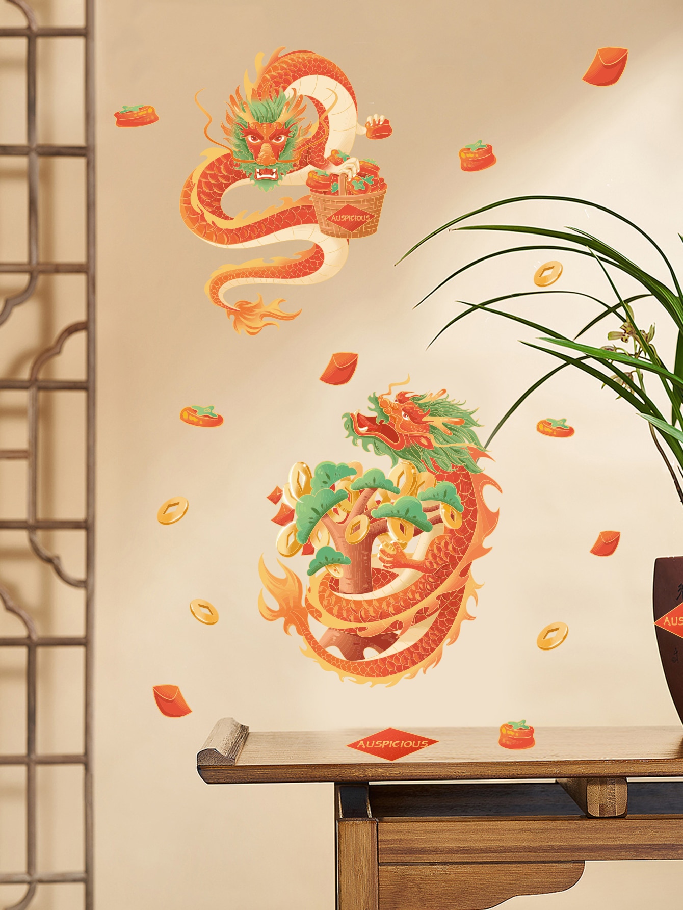 1pc Luminous 2024 Dragon Year Good Fortune Tree Shaped Fluorescent ...