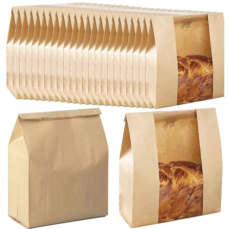 25 Packs Paper Bread Bags With Window Bread Bags For Homemade Bread ...
