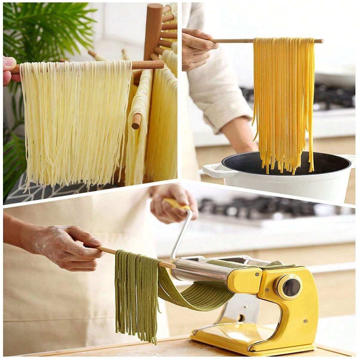 Collapsible Pasta Drying Rack Wooden Spaghetti Stand Dryer With 16 ...