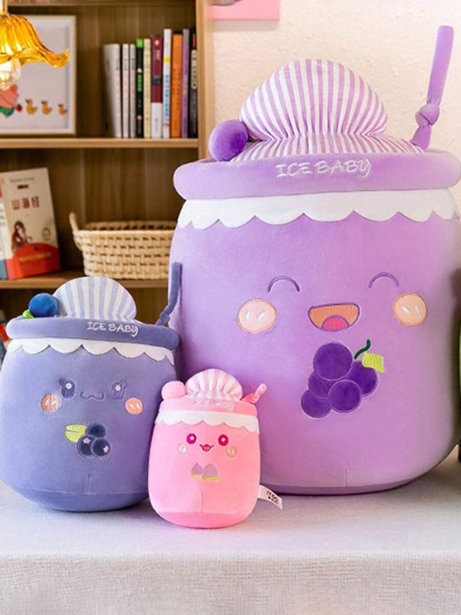 1pc New Purple Grape Bubble Tea Plush Toy, Cute Simulation Milk Tea Cup ...