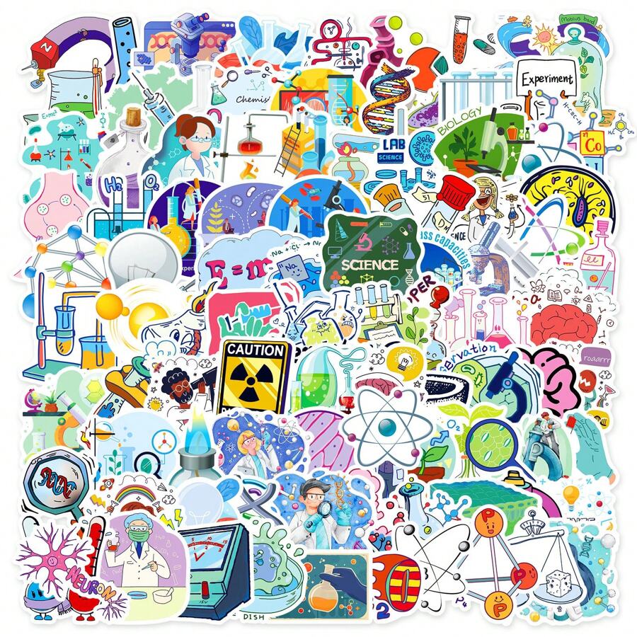 100pcs Funny Science Stickers, Chemistry Biology Physical Math ...