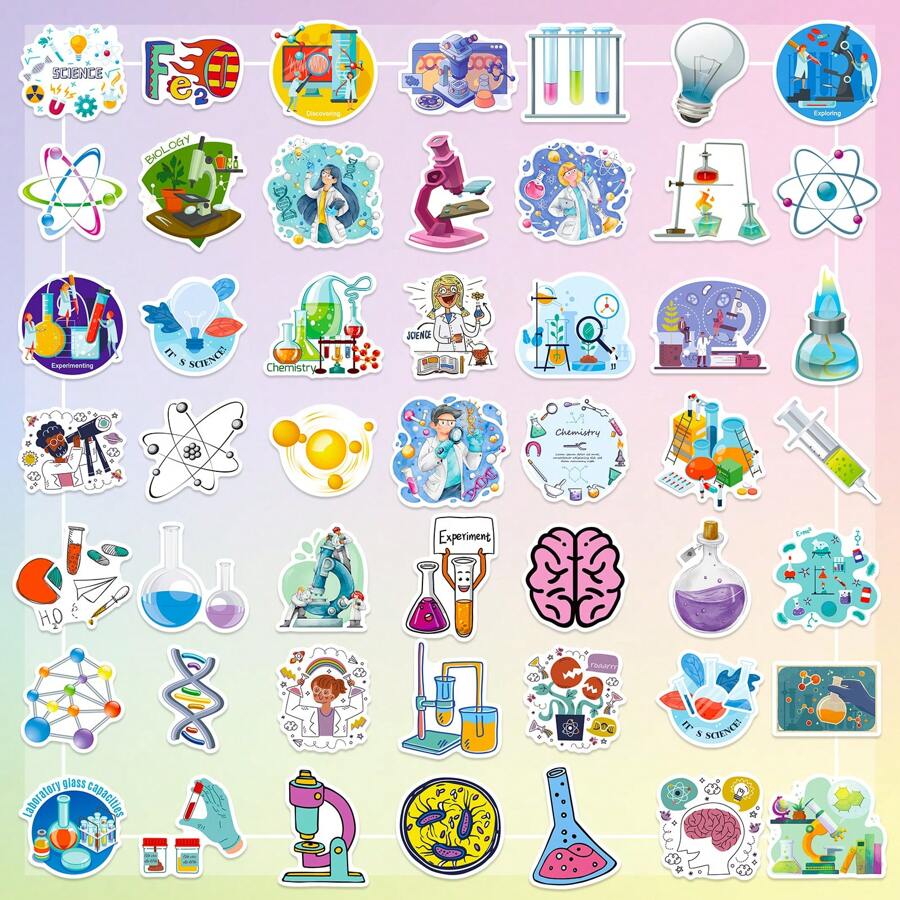 100pcs Funny Science Stickers, Chemistry Biology Physical Math ...