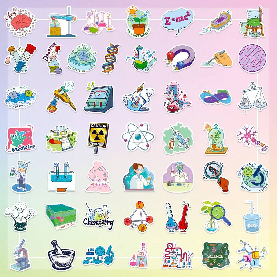 100pcs Funny Science Stickers, Chemistry Biology Physical Math ...