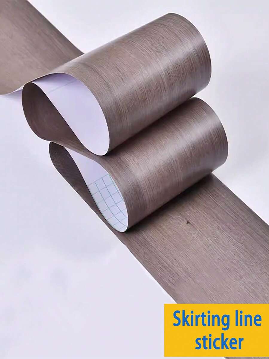 1 Roll Skirting Line Wall Sticker, Wood Grain Waist Line Border Wall ...