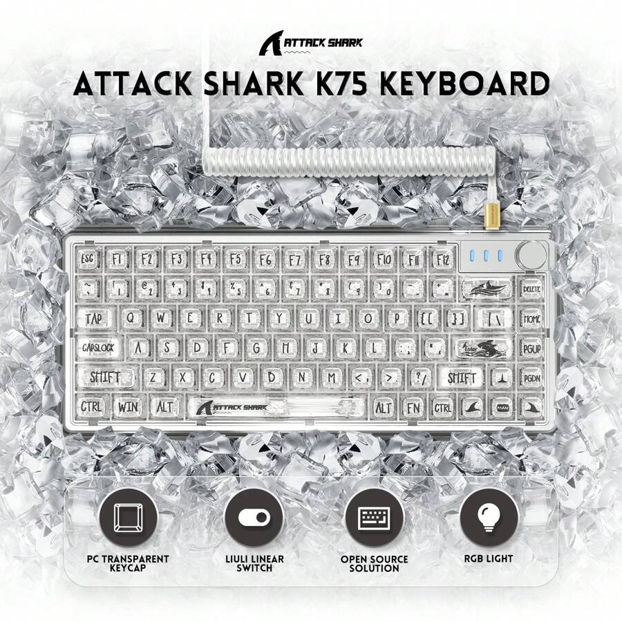 Teclado de juegos mecánico con cable HOT-SWAPPABLE ATTACK SHARK con ...