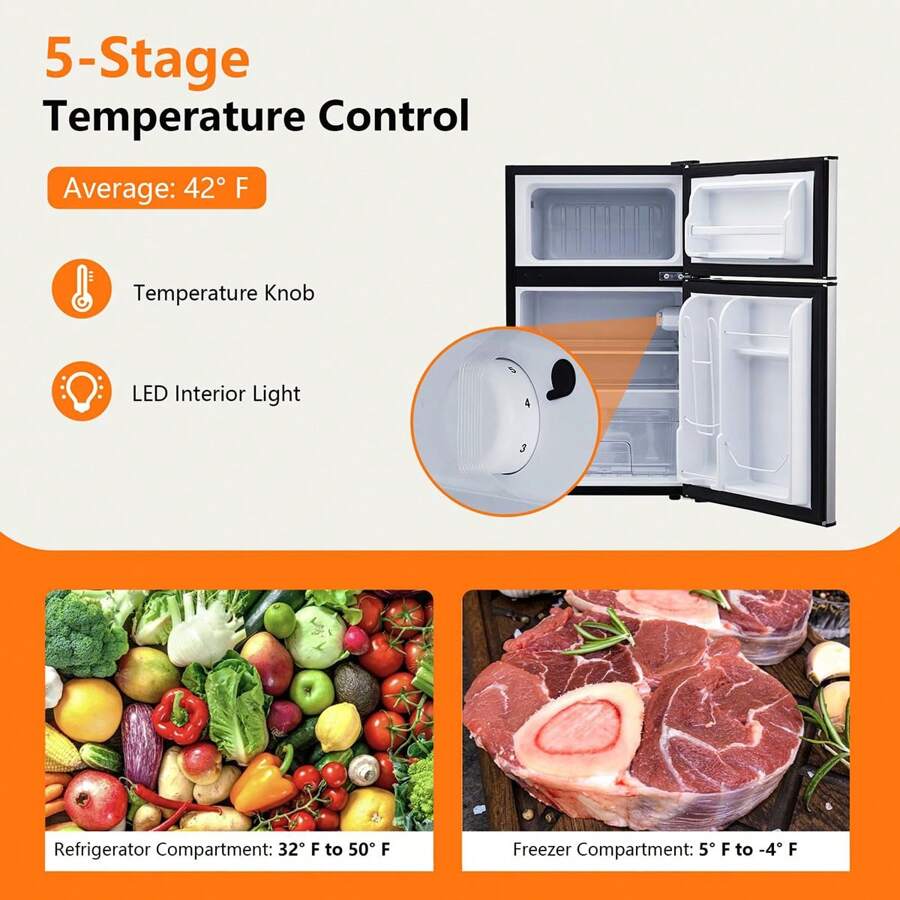 3.2 Cu. Ft Compact Fridge With Freezer,Mini Refrigerator,Small ...