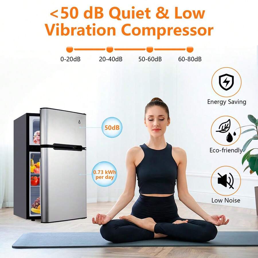 3.2 Cu. Ft Compact Fridge With Freezer,Mini Refrigerator,Small ...