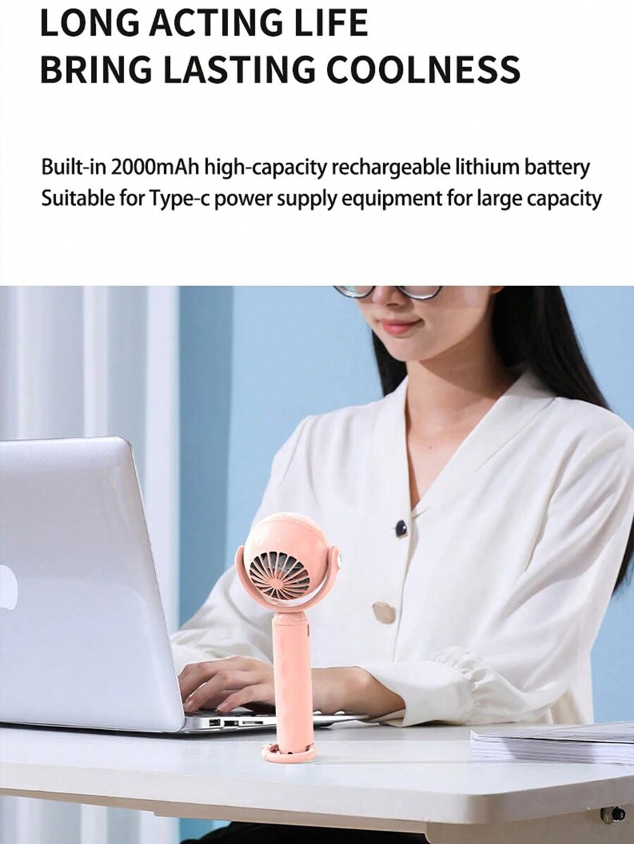 1pc Rechargeable 1200 MA Portable Mini Handheld Cooling Fan 3-Speed ...