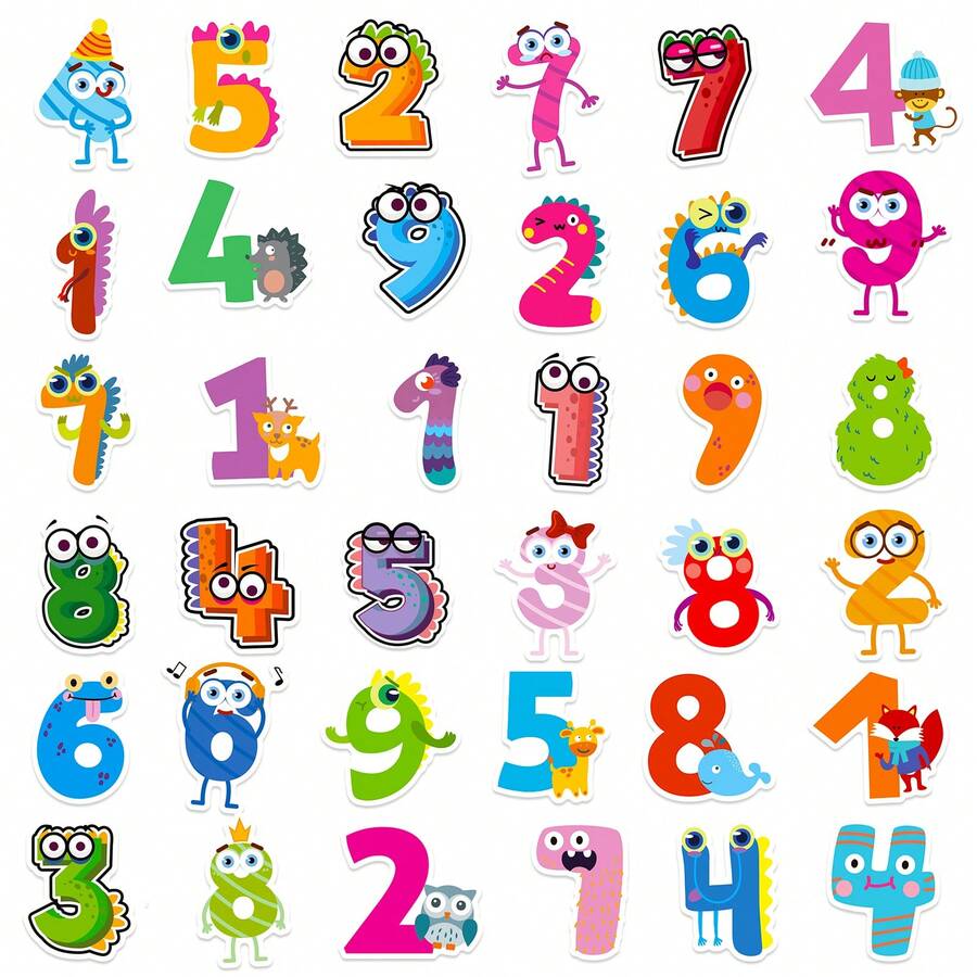 100pcs Number Stickers For Water Bottles, Cute Animals Numbers ...