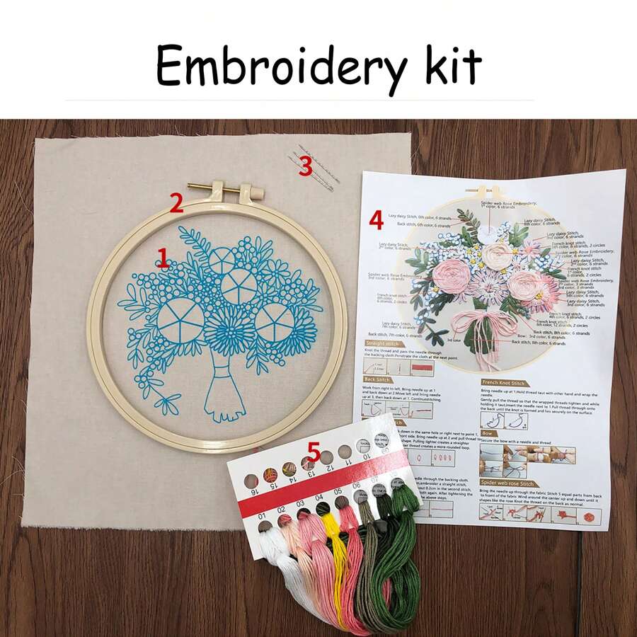 A Set Of Love-Themed Handheld Flower Pattern Embroidery Kit, Original ...