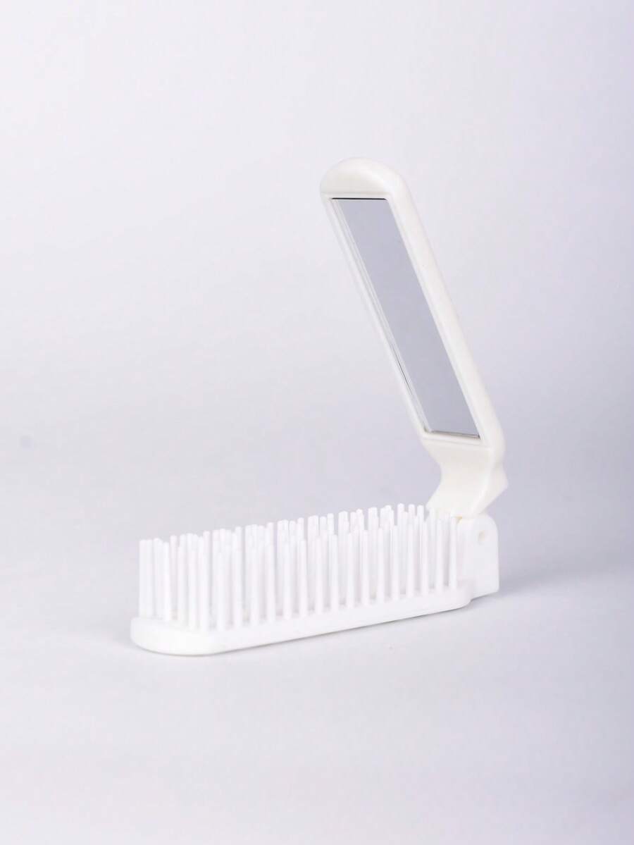 1pc Multicolor Foldable Plastic Comb With Mirror, Hollowed Out Design ...