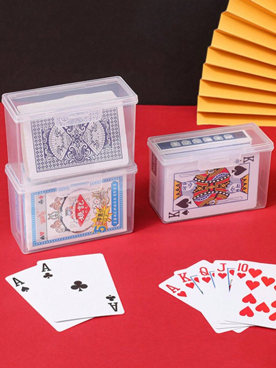 1pc Transparent Plastic Storage Box For Playing Cards, Id Cards ...