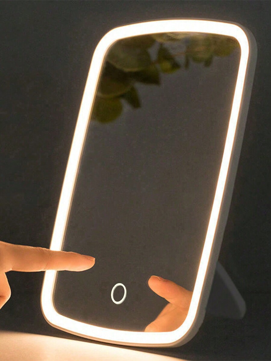 1pc LED Lighted Makeup Mirror, Foldable, Portable, Decorative, Suitable ...