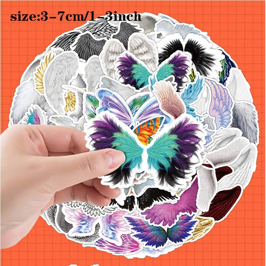 50pcs Angel Wings Graffiti Aesthetics Stickers For Decals Water Bottle ...