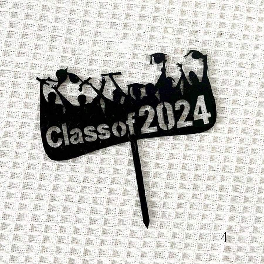 1pc Gold And Black Graduation Cake Topper For 2024, 2024 Graduation ...