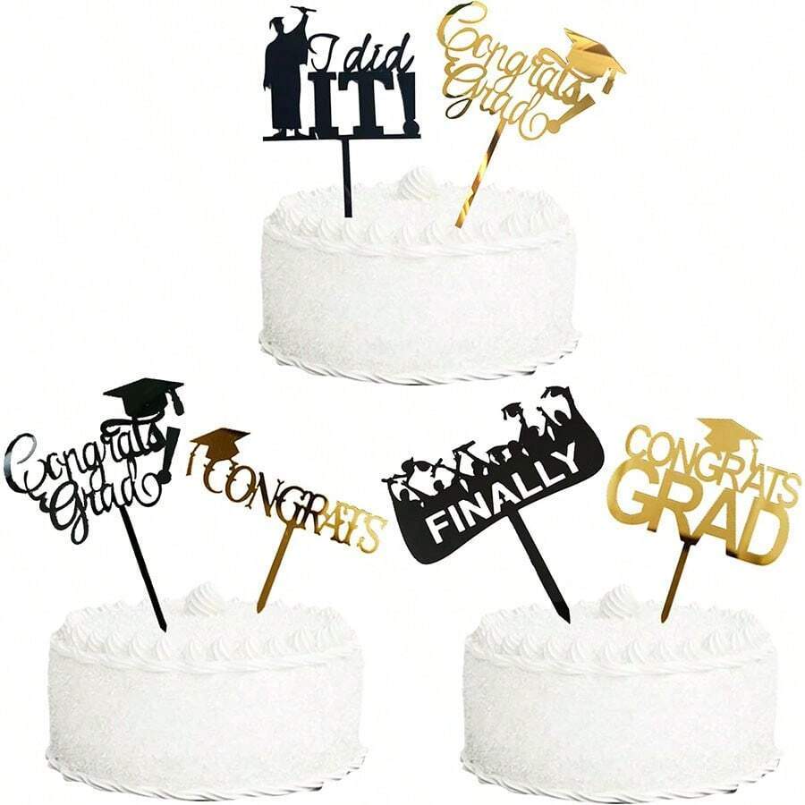 1pc Gold And Black Graduation Cake Topper For 2024, 2024 Graduation ...