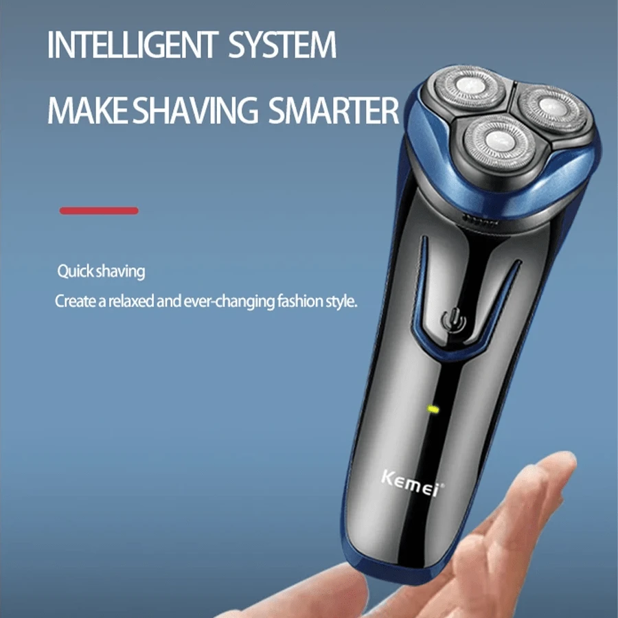 Kemei Rechargeable Men's Shaving Cordless Rotary Wet Dry Shaver Kemei ...