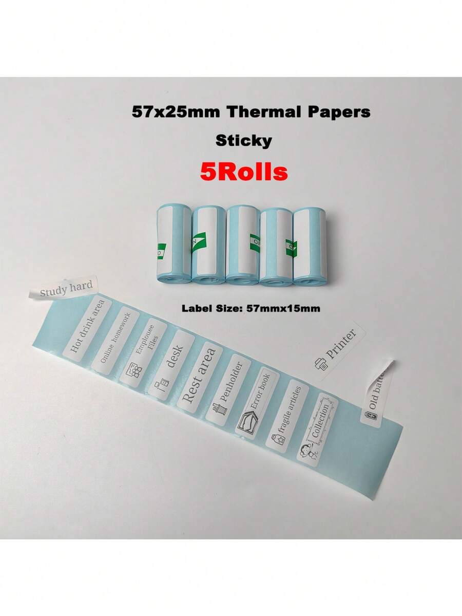 5 Rolls Thermal Inkless Printing Paper For Mini Receipt Printer Thermal ...