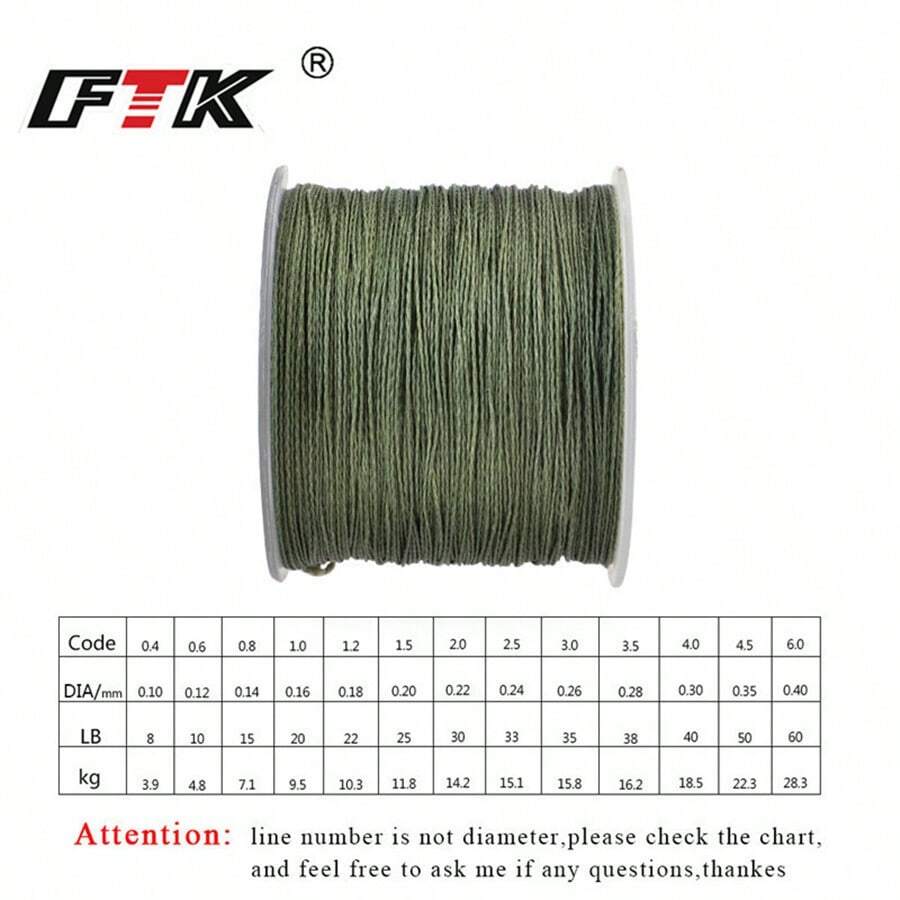 FTK 114M PE Braided Line Fishing Cord 8-60LB 0.1-0.4mm 4 Strand ...