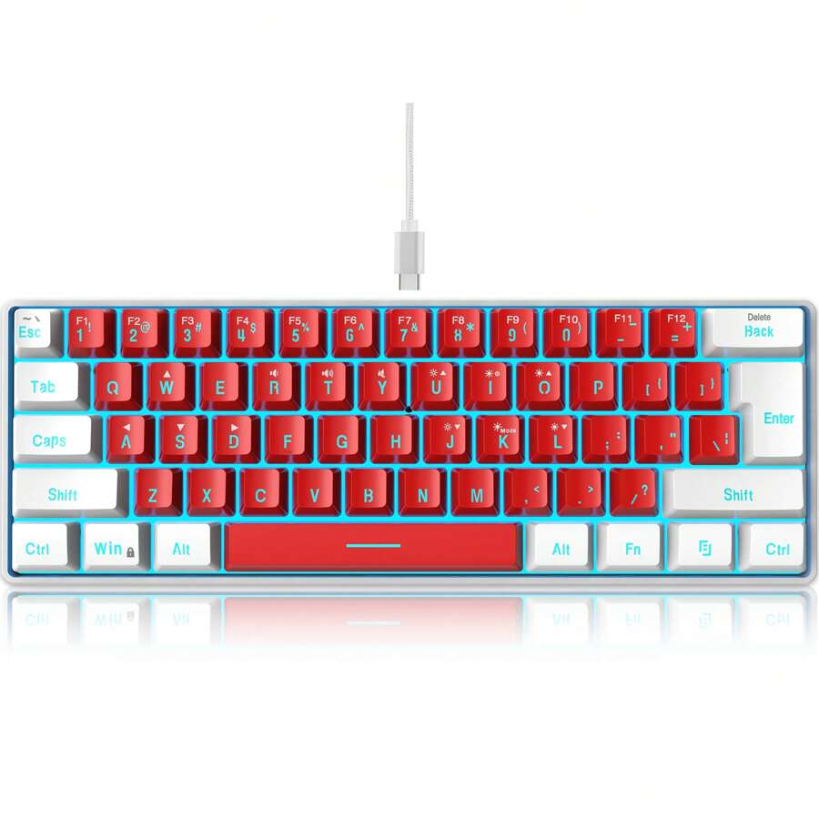 HXSJ Teclado para Jogos com Fio 60%, Mini Teclado Retroiluminado RGB ...