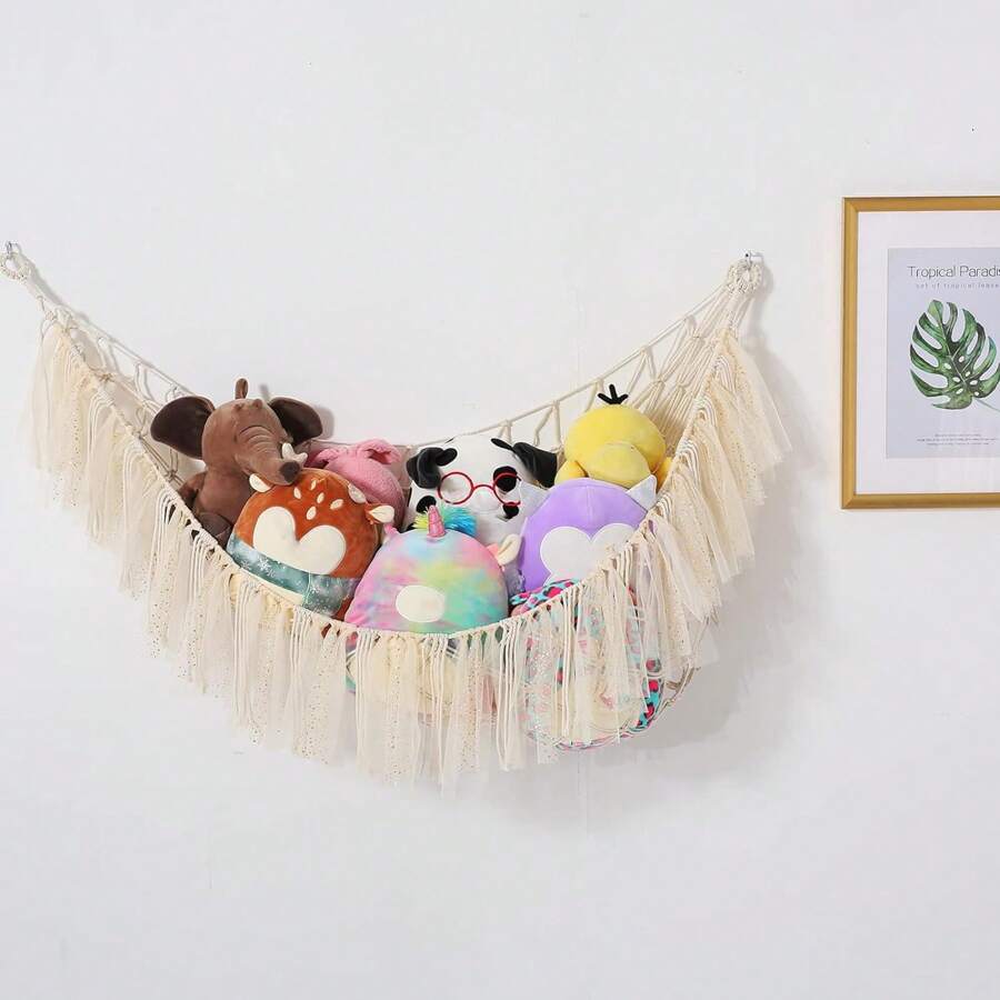 Stuffed Animal Storage Macrame Boho Plush Toy Net Hammock For Stuffed ...