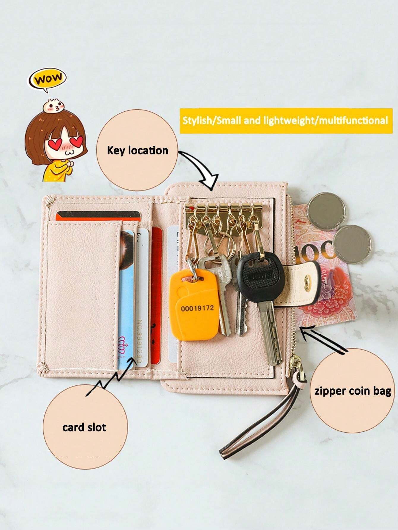 Miyin Multifunctional Key Holder Case With Snap Closure Pu Leather ...