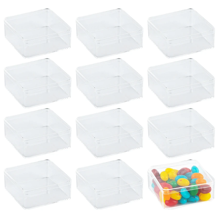 Clear Acrylic Boxes With Lid 3.375x3.375x1.37 Inches Pack Of 12 Storage ...