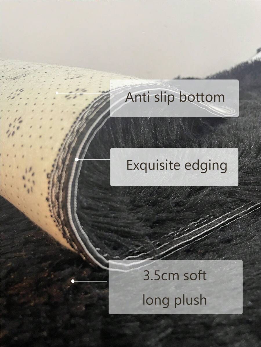 1PC Rugs For Living Room Black Fluffy Fluffy Shaggy Fuzzy Area Rug ...