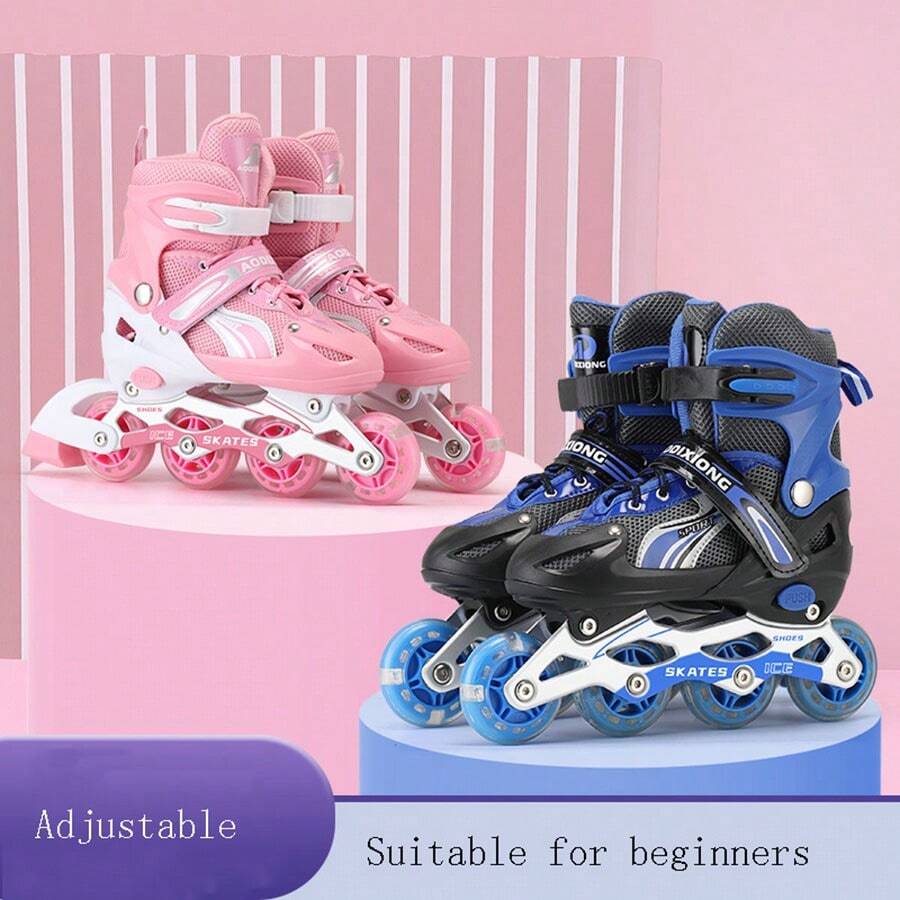 New Beginner's Full Flash Ice Skating Shoes Set, Adjustable Flash ...