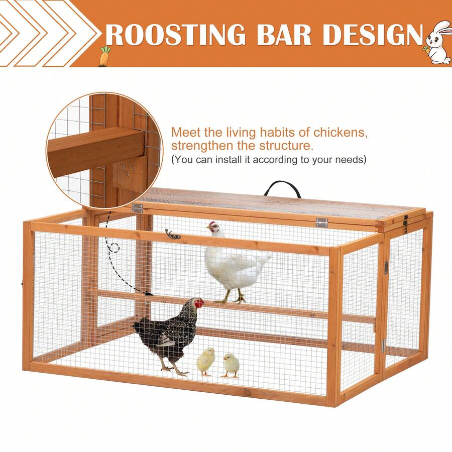 Folding Wooden Chicken Coop Small Animals Habitat Rabbit Hutch Chicken ...