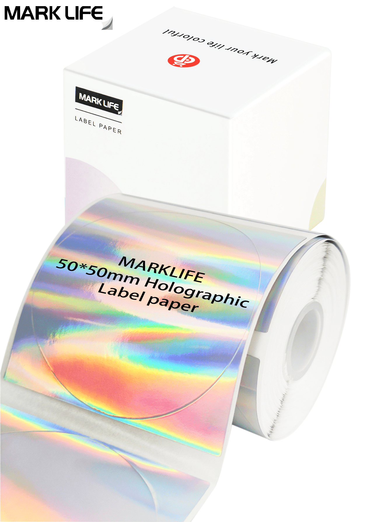 MARKLIFE Rainbow Holographic Round Thermal Label Maker Paper 1.97x1 ...