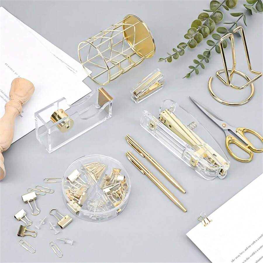 Office Supplies Set Desk Accessories Set Stapler, Tape Dispenser ...